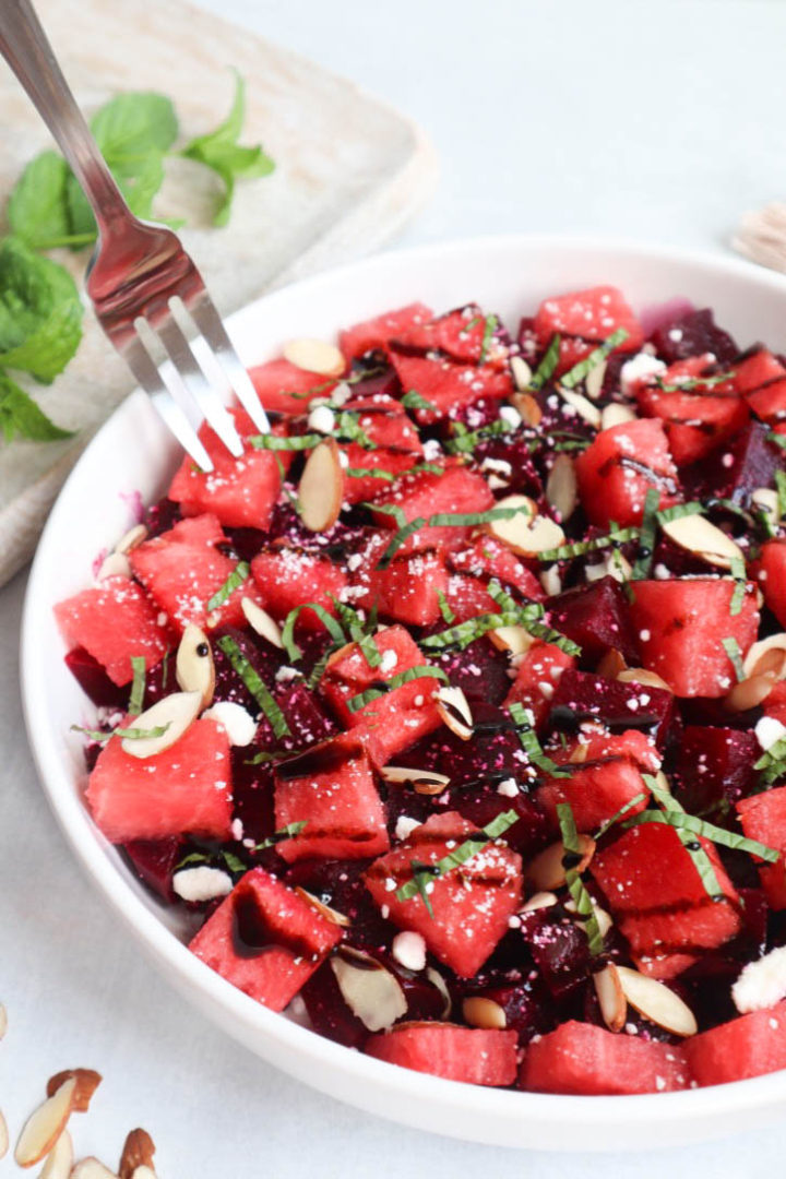 Delicious Beet Watermelon Salad - Bless This Meal