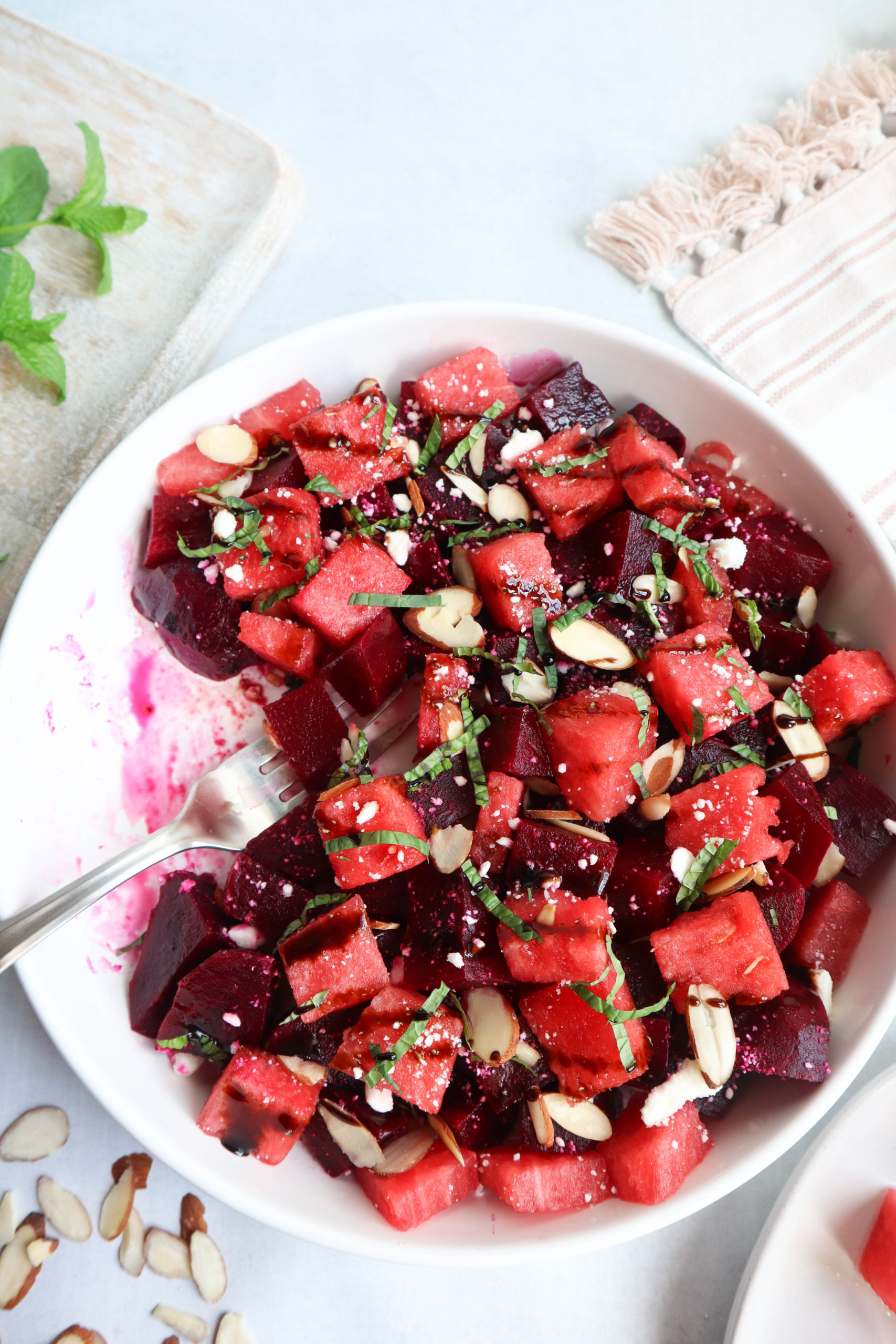 Delicious Beet Watermelon Salad - Bless This Meal
