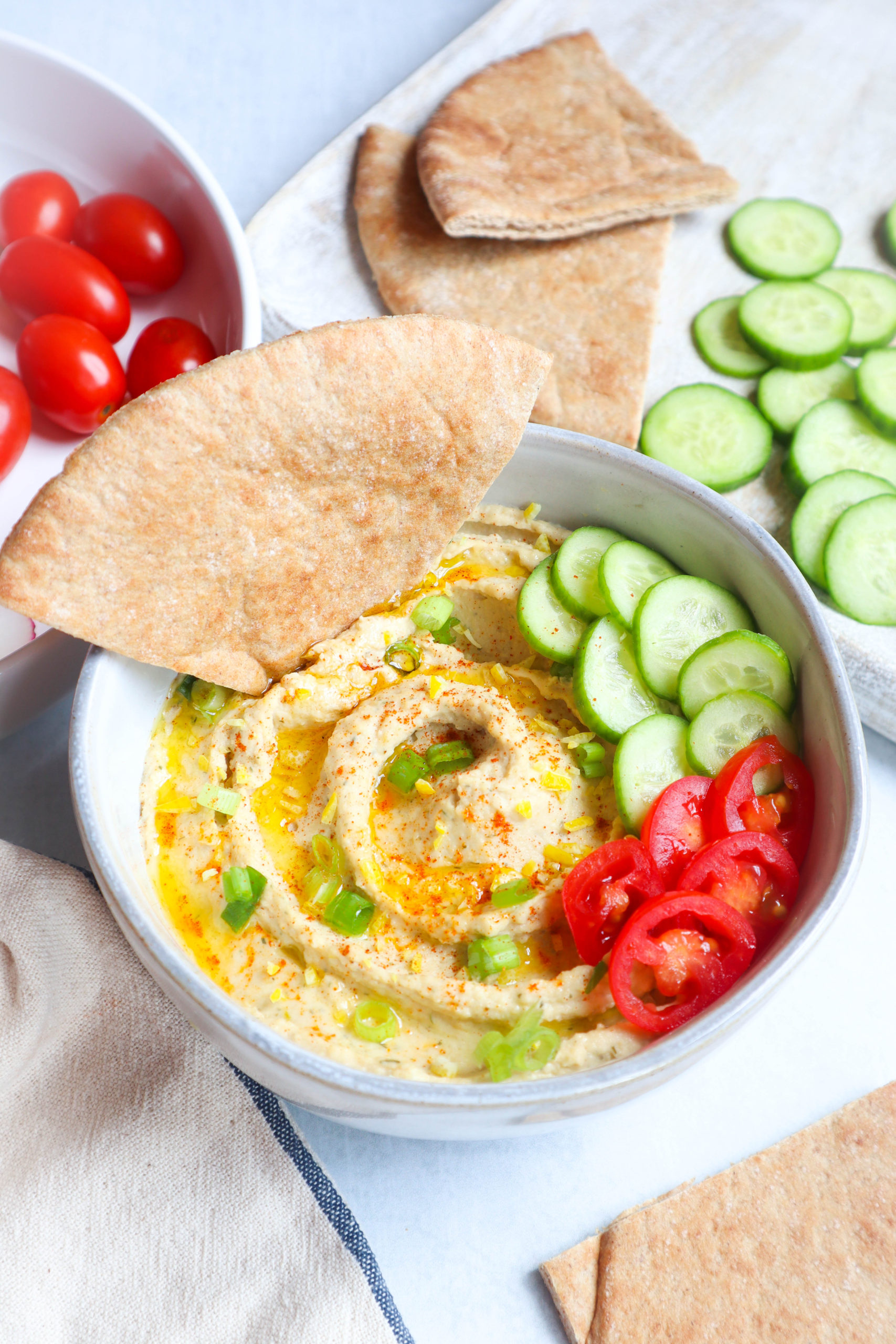 Easy Lemon Dill Hummus - Bless This Meal
