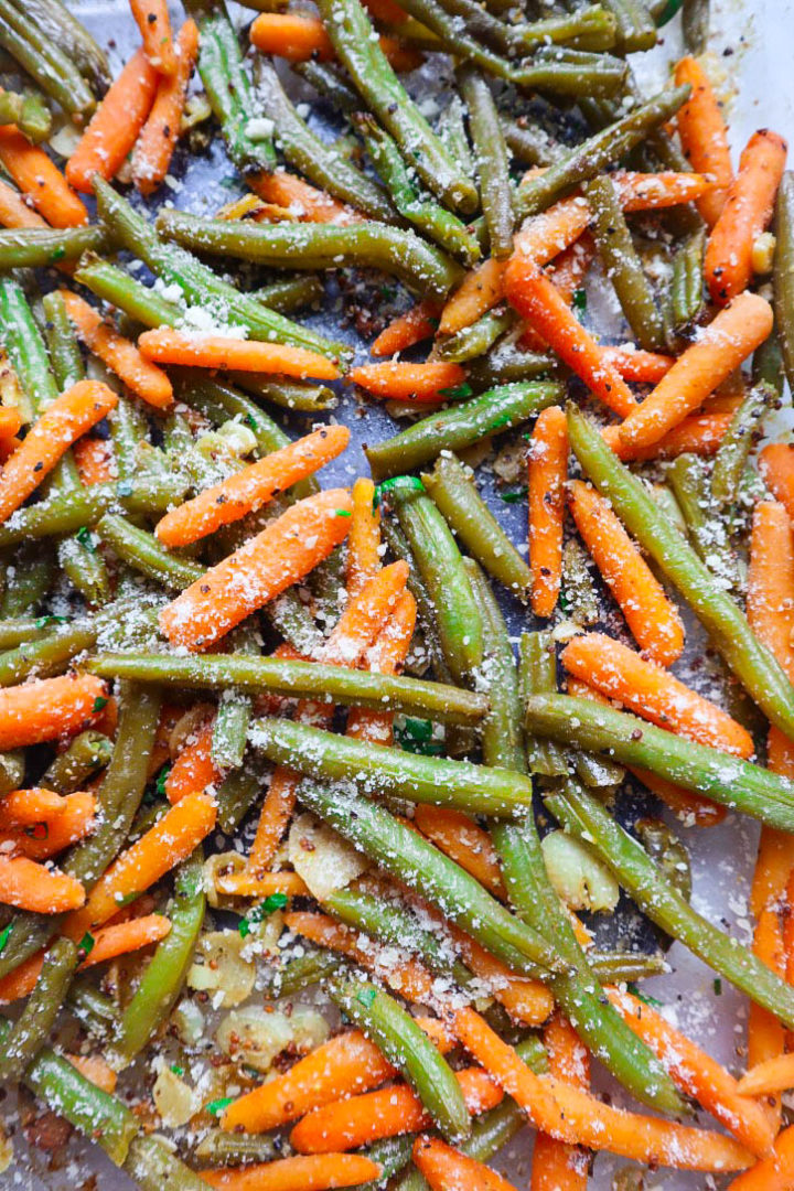 Roasted Green Beans and Carrots - Bless This Meal