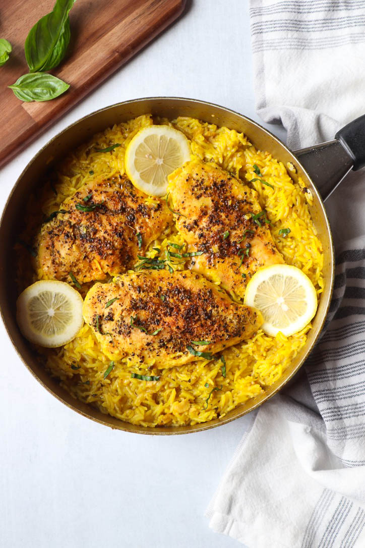 One Pot Lemon Herb Chicken and Rice - Bless This Meal