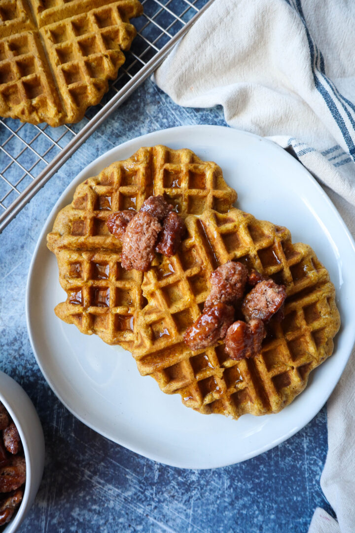 Best Pumpkin Oatmeal Waffles - Bless This Meal