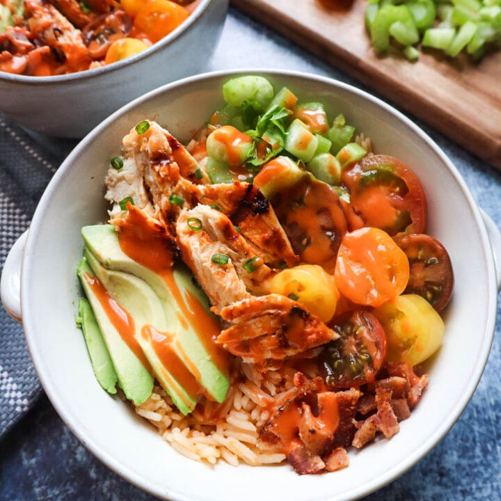 Easy Buffalo Chicken Rice Bowl - Bless This Meal