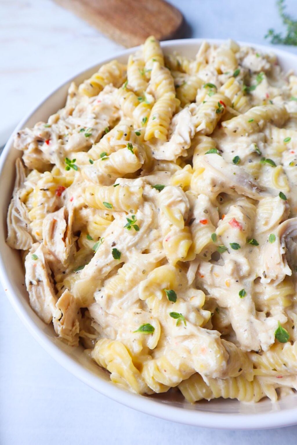 Crock Pot Garlic Parmesan Chicken Pasta - Bless This Meal