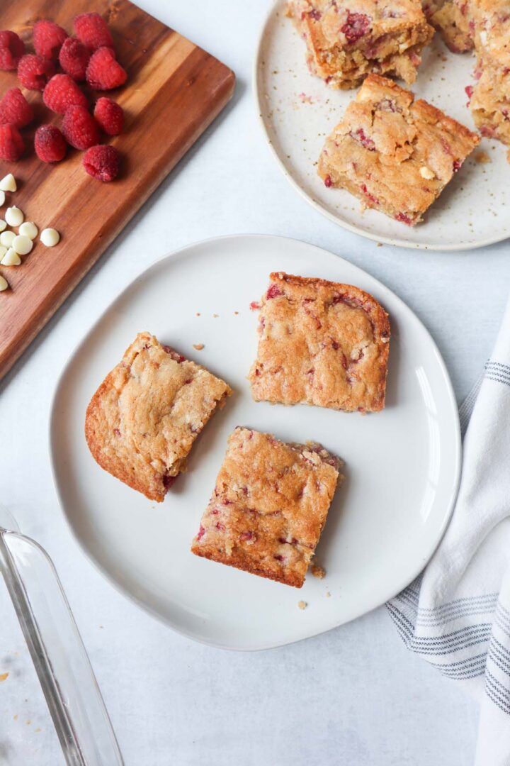 Easiest White Chocolate Raspberry Blondies - Bless This Meal