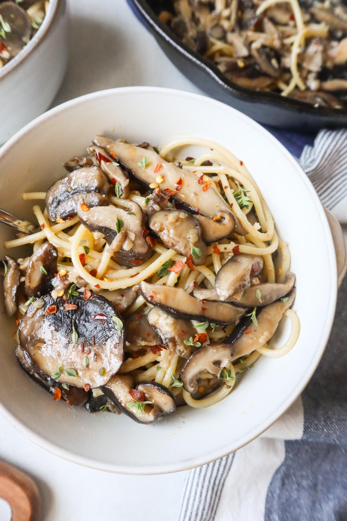 Easy Mushroom Aglio Olio - Bless This Meal