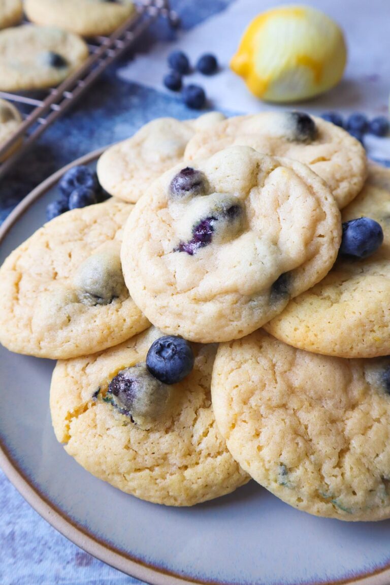 Soft and Chewy Lemon Blueberry Cookies - Bless This Meal