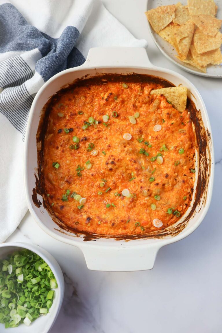 Cheesy Vegetarian White Bean Buffalo Dip - Bless This Meal