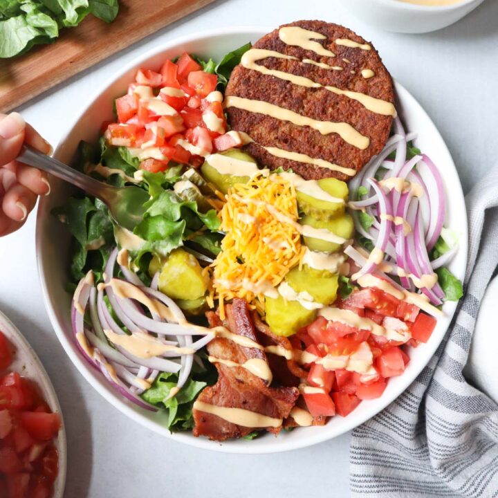 Healthy Deconstructed Burger Bowl with Secret Sauce - Bless This Meal