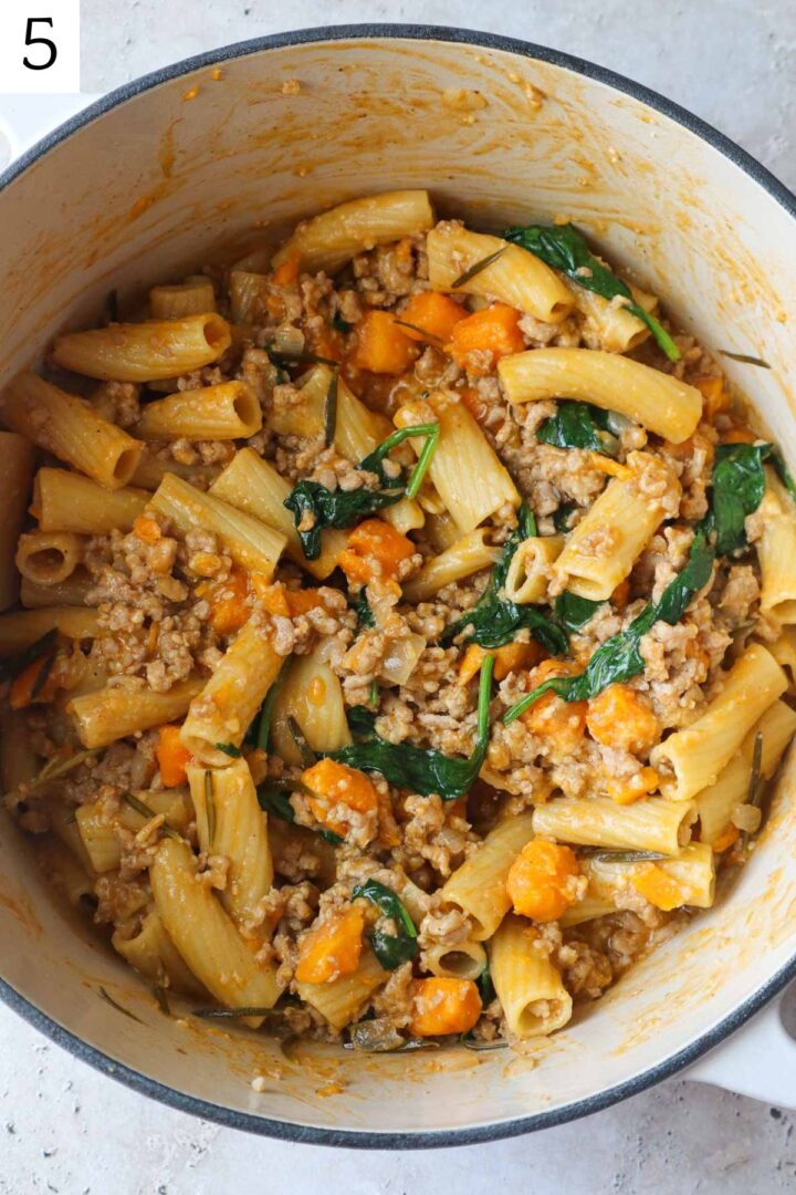 One Pot Ground Pork Pasta with and Sweet Potato - Bless This Meal