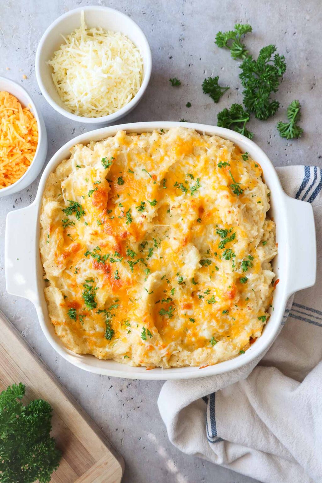 Garlic Double Cheddar Mashed Potatoes - Bless This Meal
